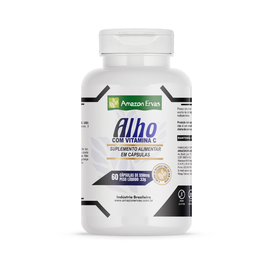 Alho com Vitamina C c/60 Caps x 550mg - Amazon Ervas